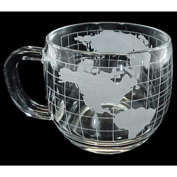 Dining | Vintage Mcm Nestl Glass World Map Mugs Cups | Poshmark
